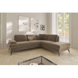 Sit & More Ecksofa SIT & MORE "Morris Jubi L-Form, B: 238 cm", braun (hellbraun), B:238cm H:83cm T:202cm, 100% Polyester, Sofas, Ecksofa, mit Armteilfunktion & 1 Zierkissen, optional Bettfunktion