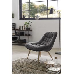 Relaxsessel Salesfever "Toulon - Komfortabler Loungesessel", grau (grau, holzfarben), B:76cm H:85cm T:85,6cm, Sessel, Relaxsessel, mit XXL-Steppung, mit schwarzen oder naturfarbenen Beinen