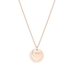 Kette mit Anhänger Liebeskind Berlin "Schmuck Geschenk Edelstahl Halskette Logo Basic Kreis", rosa (roségoldfarben), Halsketten, Damen, Edelstahl, L: 45 B: 1mm, B:1mm