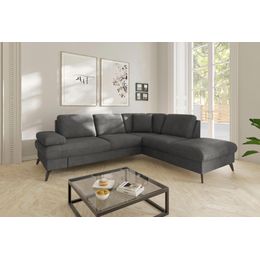 Sit & More Ecksofa SIT & MORE "Morris Jubi L-Form, B: 238 cm", grau, B:238cm H:83cm T:202cm, 100% Polyester, Sofas, Ecksofa, mit Armteilfunktion & 1 Zierkissen, optional Bettfunktion