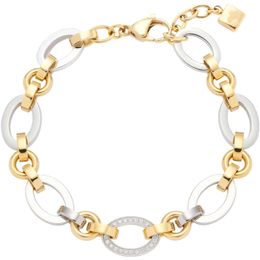 Armband Leonardo "Lena", gold (gelbgoldfarben, kristallweiß, kristallweiß), Armbänder, Damen, 21cm, Edelstahl, mit Zirkonia (synth.)