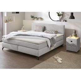 Boxspringbett Inosign ""Alinas" OTTOs Choice Topseller, inkl. Topper", grau (grau 369, 09), B:184cm L:211cm, Bezug Bett: Feinstruktur (100% Polyester);Topper und Matratzenspiegel: 100% Polyester, Komplettbetten, erhältlich in unterschiedlichen Breiten und Farbvarianten