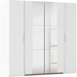 Schwebetürenschrank Rauch "Kleiderschrank Drehtürenschrank Schrank Garderobe KRONACH TOPSELLER", weiß (alpinweiß, griffleisten alu, mit 2 spiegel), B:225cm H:210cm T:59cm, Holzwerkstoff, Schränke, mit Dreh- und Schwebetüren und Spiegel, viele Böden MADE IN GERMANY