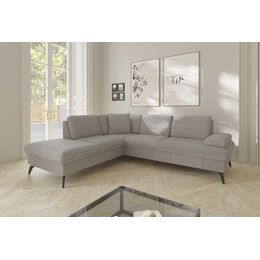 Sit & More Ecksofa SIT & MORE "Morris Jubi L-Form, B: 238 cm", beige (nature), B:238cm H:83cm T:202cm, 100% Polyester, Sofas, Ecksofa, mit Armteilfunktion & 1 Zierkissen, optional Bettfunktion