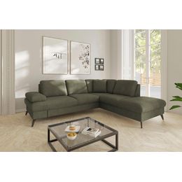 Sit & More Ecksofa SIT & MORE "Morris Jubi L-Form, B: 238 cm", gr&uuml;n (olive), B:238cm H:83cm T:202cm, 100% Polyester, Sofas, Ecksofa, mit Armteilfunktion & 1 Zierkissen, optional Bettfunktion