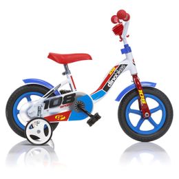 Kinderfahrrad DINO "Lernrad 10 Zoll" Gr. 16, weiß, Fahrräder, Kinder, 16cm, 10 Zoll (25,40cm), mit Stützrädern, Hupe und Schutzblechen