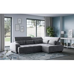 Ecksofa COTTAcoal, 92% POLYESTER (PES) / 8% POLYAMID (PA), Wohnzimmer, Sofas, "Jade - L Form, Sitzbreite 201 cm", inkl. Kopfteilverstellung und