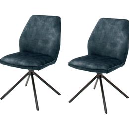 Esszimmerstuhl MCA furniture "Ottawa", blau (petrol, metall schwarz matt lackiert), B:54cm H:89cm T:64cm, 100% Polyester, Stühle, Vintage Veloursoptik mit Keder, Stuhl belastbar bis 120 Kg