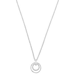 Kette mit Anhänger s.Oliver "Kreise", bunt (silberfarben, weiß), Halsketten, Damen, Silber 925 (Sterlingsilber), L: 45 B: 1,4mm, mit Zirkonia (synth.), B:1,4mm
