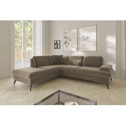 Sit & More Ecksofa SIT & MORE "Morris Jubi L-Form, B: 238 cm", braun (hellbraun), B:238cm H:83cm T:202cm, 100% Polyester, Sofas, Ecksofa, mit Armteilfunktion & 1 Zierkissen, optional Bettfunktion