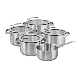 Topf-Set Hanseatic "STYLE", silber (silberfarben), Töpfe, Deckel mit praktischer Aufhänge-Funktion, Induktion