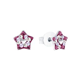 Paar Ohrstecker Prinzessin Lillifee "Stern mit Herz", pink (silberfarben, kristallweiß, kristallweiß), Ohrringe, Mädchen, Silber 925 (Sterlingsilber), mit Preciosa Crystal
