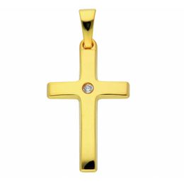 Adelia´s Kettenanhänger ADELIA´S "Damen Gold Schmuck 585 Gold Kreuz Anhänger mit Zirkonia", gold, Schmuckanhänger, Damen, mit Zirkonia, Gold, mit Zirkonia Goldschmuck für Damen & Herren