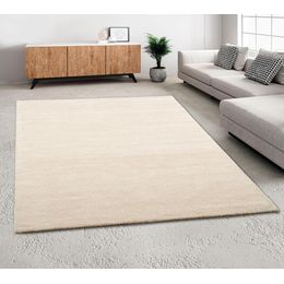 Wollteppich Theko "Gabbeh Uni, Handgefertigt, Teppich, meliert, reine Wolle" Gr. 8, beige (natur), B:300cm H:14mm L:400cm, Wolle, Teppiche, Schlafzimmer, Wohnzimmer, Esszimmer, auch als Läufer oder rund