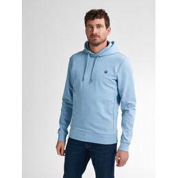 Kapuzensweatshirt PETROL INDUSTRIES, Herren, Gr. M, blau (pale blau), Sweatware, Obermaterial: 95% Baumwolle, 5% Elasthan, unifarben, regular fit taillenbedeckt, ohne Ausschnitt, Rippbündchen, Sweatshirts, mit Logo Stickerei