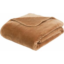 Gözze Wohndecke GÖZZE "Premium Cashmere Feeling", gelb (ocker), B:180cm L:220cm, Polyester, Wohndecken, mit premium Cashmere Feeling, Kuscheldecke