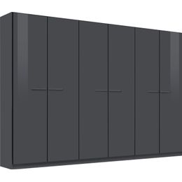 Drehtürenschrank Rauch "Kleiderschrank Schrank Garderobe TOPSELLER OTELI inkl. Inneneinteilung", grau (graumetallic, hochglanz effektgrau), B:271cm H:210cm T:54cm, Holzwerkstoff, Schränke, mit zusätzlichen Einlegeböden, optional mit Spiegel MADE IN GERMANY