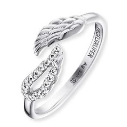 Silberring Engelsrufer "Doppel-Flügel", silber (silberfarben, kristallweiß), Fingerringe, Damen, 1,55 g, Silber 925 (Sterlingsilber), 6mm, mit Zirkonia (synth.)