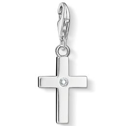 Charm-Einhänger Thomas Sabo "Kreuz", bunt (silberfarben, weiß, weiß), Charms, Damen, Silber 925 (Sterlingsilber), mit Zirkonia (synth.)