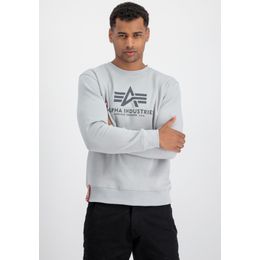Sweatshirt Alpha Industries "Basic Sweater", Herren, Gr. XL, grau (pastel grau), angeraute Sweatware, Obermaterial: 100% Baumwolle, bedruckt, normal normal, Rundhals, Rippbündchen, Sweatshirts