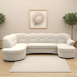 Wohnlandschaft DOMO collection "Flores auch in Leder-Bezug, B/T/H: 293/180/86 cm, U-Form", beige (creme), B:293cm H:84cm T:182cm, 100% Polyester, Sofas, wahlweise mit Bettfunktion, wahlweise mit Federkern