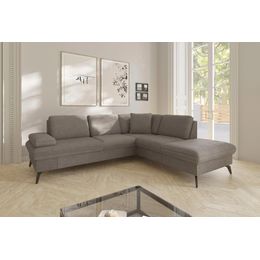 Sit & More Ecksofa SIT & MORE "Morris Jubi L-Form, B: 238 cm", grau (taupe), B:238cm H:83cm T:202cm, 100% Polyester, Sofas, Ecksofa, mit Armteilfunktion & 1 Zierkissen, optional Bettfunktion