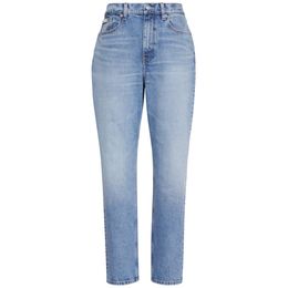 Mom-Jeans Calvin Klein Jeans "NEW MOM JEAN", Damen, Gr. 28, Länge 32, delaware, Denim/Jeans, Obermaterial: 99% Baumwolle, 1% Elasthan, gerade, unten schmal lang, Jeans, mit Markenlabel am Bund