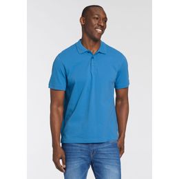 MAN'S WORLD Poloshirt MAN'S WORLD, Herren, Gr. 52/54 (L), blau, Piqu&eacute;, Obermaterial: 100% Baumwolle, unifarben, Basic, regular fit, Rundhals, Flachstrickb&uuml;ndchen, Shirts, Kurzarm, lockere Passform, unifarben