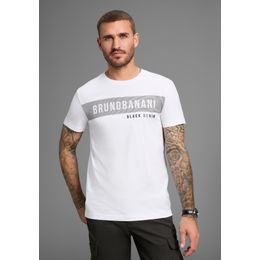 T-Shirt Bruno Banani, Herren, Gr. L (52/54), weiß, Single Jersey, Obermaterial: 100% Baumwolle, bedruckt, schmal, Rundhals, Shirts, kurzärmelig, schmal geschnitten, Rundhalsausschnitt