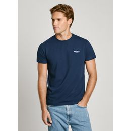 Rundhalsshirt Pepe Jeans, Herren, Gr. XL, blau (navy), Jersey, Obermaterial: 95% Baumwolle, 5% Elasthan, unifarben, Basic, slim fit, Rundhals, Shirts Rundhalsshirt