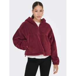 Fleecejacke Only "ONLSIENA TEDDY ANORAK LIFE CC OTW", Damen, Gr. XL, rot (cabernet), Web, Obermaterial: 100% Polyester, unifarben, regular fit, Bündchen, Jacken
