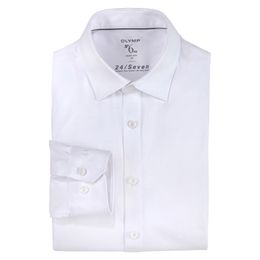 Businesshemd OLYMP "No. Six 24/Seven super slim", Herren, Gr. 37, N-Gr, wei&szlig;, Web, Obermaterial: 92% Baumwolle, 8% Elasthan, sehr schmal, Hemden, in bequemer Jersey-Qualit&auml;t