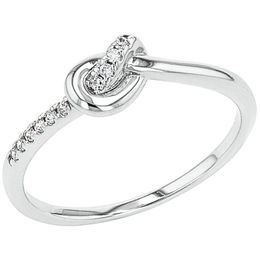 Fingerring Amor "Knoten-Optik" Gr. 58, silber (silberfarben, kristallweiß), Fingerringe, Damen, 58, Silber 925 (Sterlingsilber), 1mm, mit Zirkonia (synth.)