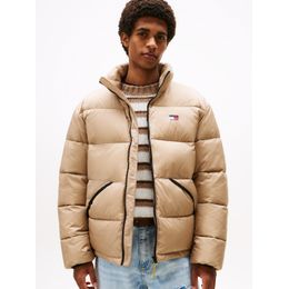 Steppjacke Tommy Jeans "VAIL PUFFER", Herren, Gr. XXL, beige (coastal taupe), Web, Obermaterial: 100% Polyamid, unifarben, regular fit normal, Rundhals, eingesetzt gerader Abschluss, Jacken Steppjacke, Winterjacke Pufferjacket Regular fit mit Rundhalsausschnitt