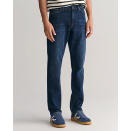 Slim-fit-Jeans Gant "SLIM Gant JEANS", Herren, Gr. 34, L&auml;nge 34, blau (dunkelblau worn in), Denim/Jeans, Obermaterial: 97% Baumwolle, 2% Polyester, 1% Elasthan, slim fit, Jeans Slim-fit-Jeans
