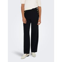 Schlupfhose Only "ONLRINA BUTTON PANT JRS NOOS", Damen, Gr. S (36), L&auml;nge 32, schwarz detail:gold buttons, Jersey, Obermaterial: 95% Polyester, 5% Elasthan, unifarben, regular fit lang, Hosen Schlupfhose, mit Knopf-Details