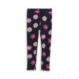 Leggings Tom Tailor, Jungen, Gr. 104/110, N-Gr, small dunkelblau flower print, Web, Obermaterial: 70% Polyester, 28% Baumwolle, 2% Elasthan, bedruckt, skinny fit knöchellang, Hosen, mit All-Over Print