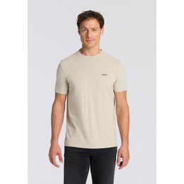Rundhalsshirt BOSS Green "Tee", Herren, Gr. XL, beige (light beige274), Single Jersey, Obermaterial: 95% Baumwolle, 5% Elasthan, regular fit hüftlang, Rundhals, eng eingefasste Kante, Shirts, mit gummiertem Kontrast-Logo