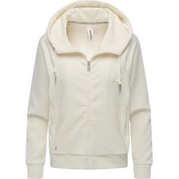 Ragwear Damen Sweatjacke "Corduly Cordy"beige, Gr. M, Material: 76% Baumwolle, 20% Polyester, 4% Elasthan, Sweatjacken, Freizeitjacke Zip-Hoodie aus