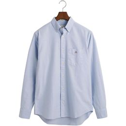 Businesshemd Gant "REG OXFORD SHIRT", Herren, Gr. 4XL, N-Gr, blau (light blau), Web, Obermaterial: 100% Baumwolle, unifarben, regular fit hüftlang, hoch geschlossener Ausschnitt, Manschette, Hemden, Oxford Hemd Regular Fit