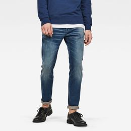 G-Star Raw Slim-fit-Jeans G-STAR "3301 Slim", Herren, Gr. 33, Länge 30, blau (worker blau faded), Denim/Jeans, Obermaterial: 98% Baumwolle, 2% Elasthan, slim fit lang, Jeans Slim-fit-Jeans, mit toller Waschung und Elasthan