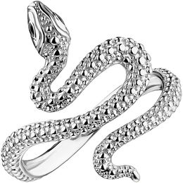 Fingerring Thomas Sabo "Schlangen-Optik Tempting Romance" Gr. 52, silber (silberfarben, schwarz), Fingerringe, Damen, 52, Silber 925 (Sterlingsilber), 2,7mm