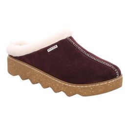 Rohde Damen Pantoffel "FOGGIA-D", Gr. 42aubergine, Veloursleder, Schuhe, Hausschuh, Clog mit herausnehmbarer Innensohle aus Lammwolle