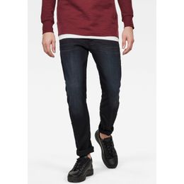 G-Star Raw Slim-fit-Jeans G-STAR "3301 Slim", Herren, Gr. 32, L&auml;nge 36, blau (schwarz aged), Denim/Jeans, Obermaterial: 98% Baumwolle, 2% Elasthan, Abriebeffekte, slim fit lang, Jeans Slim-fit-Jeans, mit toller Waschung und Elasthan