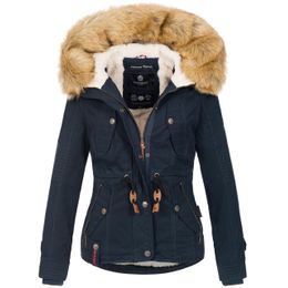 Winterjacke Navahoo "Pearl", Damen, Gr. L (40), blau (navy), Obermaterial: 100% Polyester; Innenseite: 100% Polyester; Futter: 100% Polyester; Fellimitat: 90% Polyacryl, 10% Polyester, Jacken, mit warmem Teddyfell
