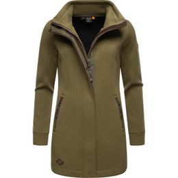 Sweatjacke Ragwear "Letrice Bonded", Damen, Gr. 4XL (48), gr&uuml;n (olivgr&uuml;n), Sweatware, Obermaterial:100% Polyester, tailliert Po-bedeckend, hoch geschlossener Ausschnitt, &Auml;rmel ohne &Auml;rmelschlitz normaler Saum, Sweatjacken Sweatjacke, Elegante Zip-Jacke mit hohem Kragen in Feinstrickoptik