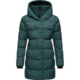 Steppmantel Ragwear "Niara Print", Damen, Gr. XL (42), blau (ocean), Obermaterial: 100% Polyester; Innenfutter: 100% Polyester; Wattierung: 100% Polyester, tailliert ca. Mitte Oberschenkel, hoch geschlossener Ausschnitt, &Auml;rmel ohne &Auml;rmelschlitz Rippstrickb&uuml;ndchen, M&auml;ntel Steppmantel, wasserdichter Mantel mit angesagtem Hahnentritt Muster