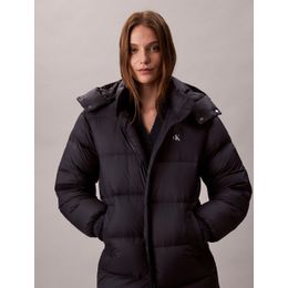 Steppmantel Calvin Klein Jeans "ESSENTIAL MIDWEIGHT LONG PUFFER", Damen, Gr. XS (36), blau (inkwell), Web, Obermaterial: 100% Polyamid, unifarben, regular fit lang, Rundhals, eingesetzt gerader Abschluss, Mäntel, Mit Rundhalsausschnitt, regular fit