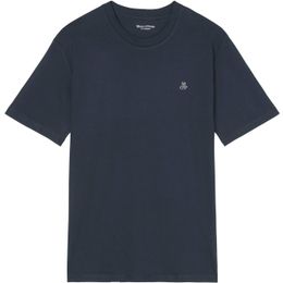 Marc O'Polo T-Shirt MARC O'POLO, Herren, Gr. XXXL (58), blau (schwarz night), Jersey, Obermaterial: 100% Baumwolle, Basic, Rundhals, Shirts, Logo-T-Shirt aus Bio-Baumwolle