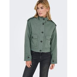 Kurzmantel Only "ONLSEDONA LIGHT COLLAR JACKET OTW CC", Damen, Gr. XL, grün (balsam grün detail:melange), Web, Obermaterial: 85% Polyester, 15% Baumwolle, meliert, regular fit, Mäntel Kurzmantel